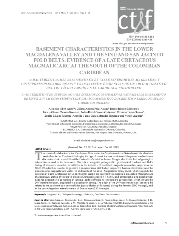 (PDF) Basement characteristics in the lower Magdalena valley and the ...