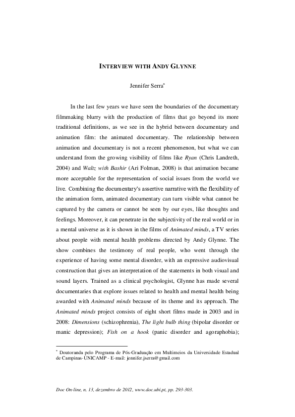 (PDF) Interview with Andy Glynne