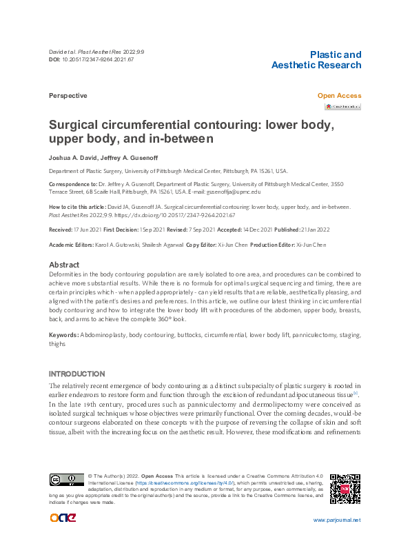 (PDF) Surgical circumferential contouring: lower body, upper body, and ...