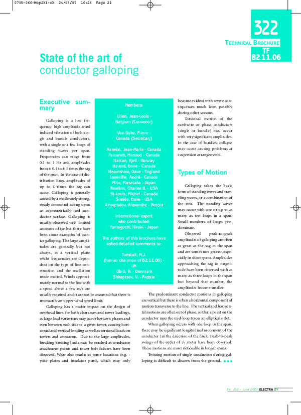 (PDF) State of the art of conductor galloping