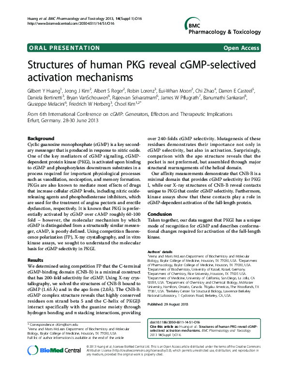 (PDF) Structures of human PKG reveal cGMP-selectived activation ...