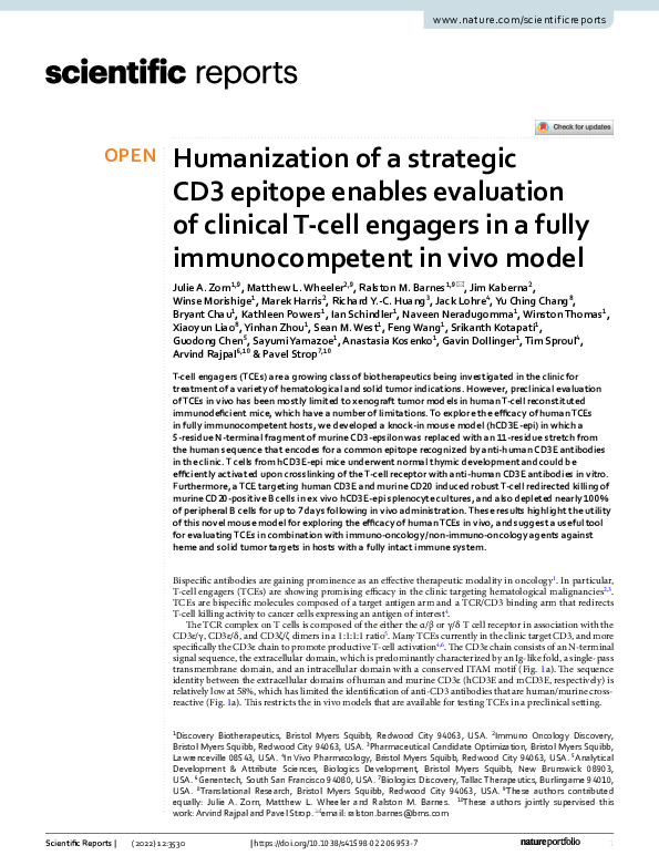 (PDF) Humanization of a strategic CD3 epitope enables evaluation of ...