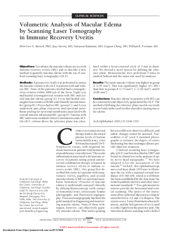 (PDF) Volumetric Analysis of Macular Edema by Scanning Laser Tomography ...