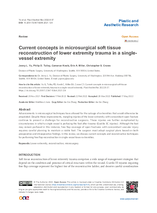 (PDF) Current concepts in microsurgical soft tissue reconstruction of ...