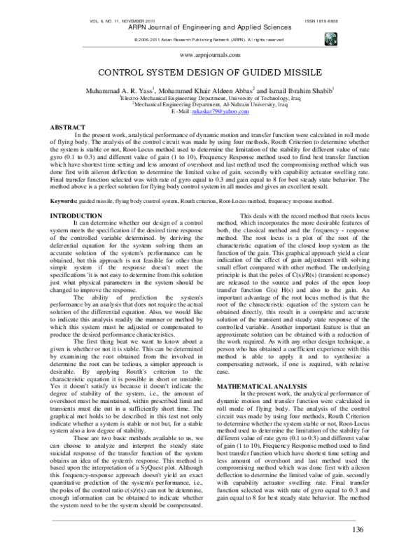 (PDF) Control System Design of Guided Missile | Muhammad Yass ...