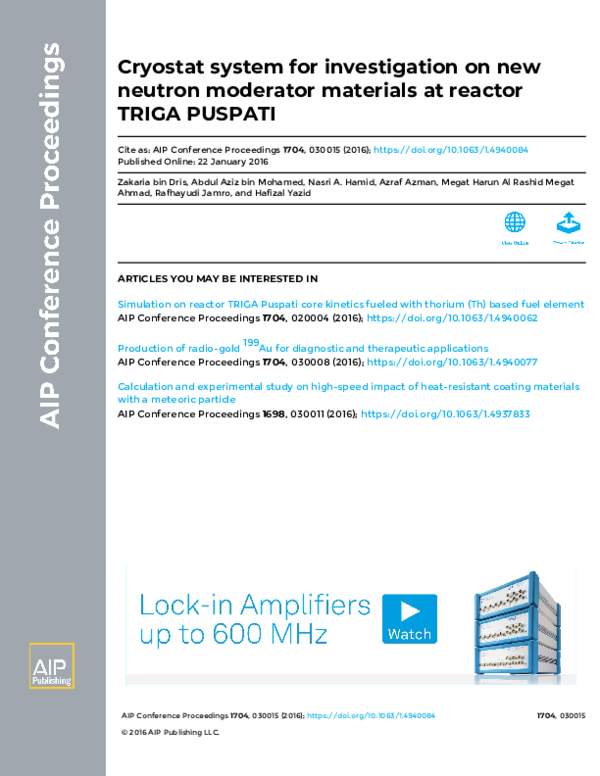 (PDF) Cryostat system for investigation on new neutron moderator ...