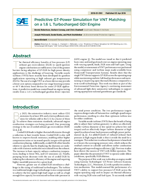 (PDF) Predictive GT-Power Simulation for VNT Matching on a 1.6 L ...