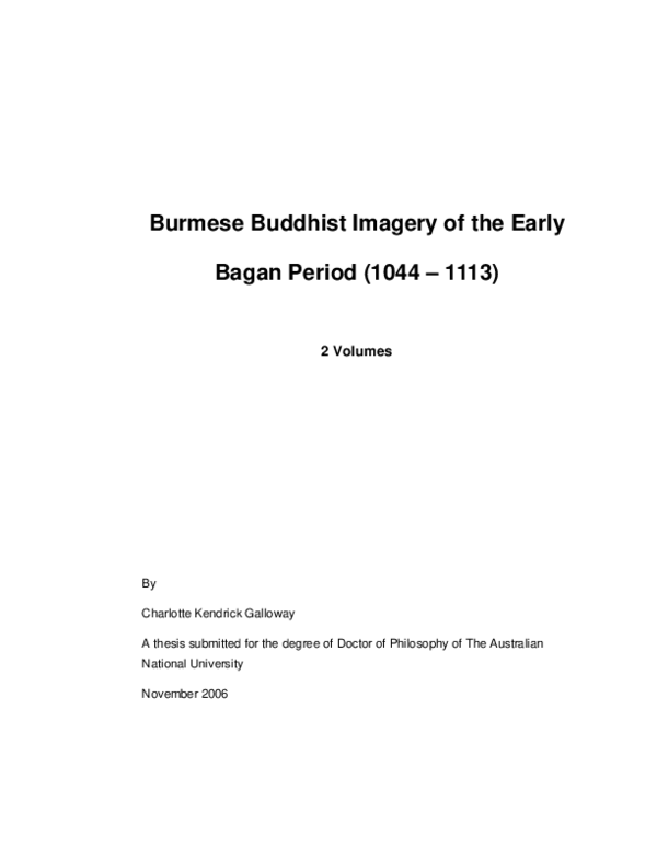 (PDF) Burmese Buddhist Imagery of the Early Bagan Period (1044 - 1113)