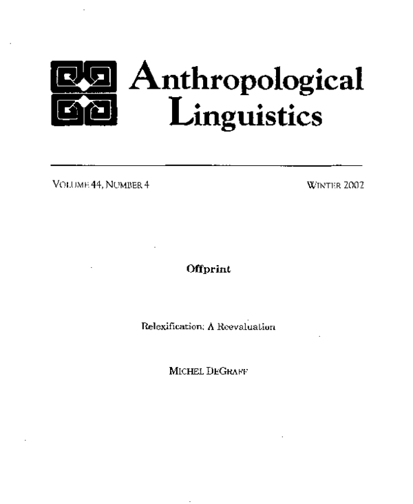 (PDF) Relexification: A reevaluation