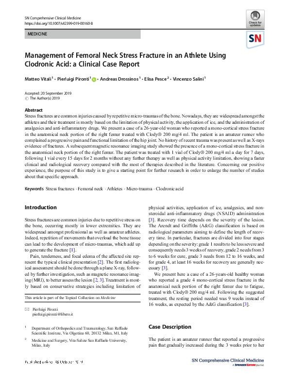 (PDF) Management of Femoral Neck Stress Fracture in an Athlete Using ...