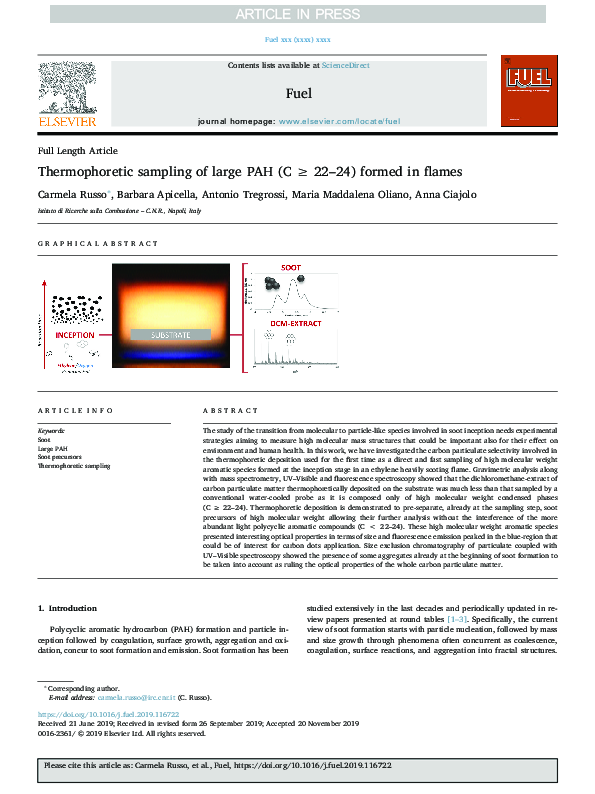 (PDF) Thermophoretic sampling of large PAH (C ≥ 22–24) formed in flames ...