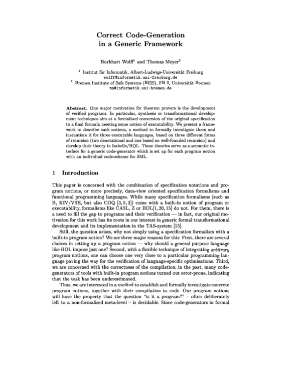 (PDF) Correct code-generation in a generic framework