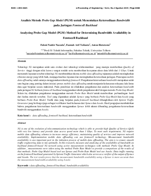(PDF) Analisis Metode Probe Gap Model (PGM) untuk Menentukan Ketersediaan Bandwidth pada ...