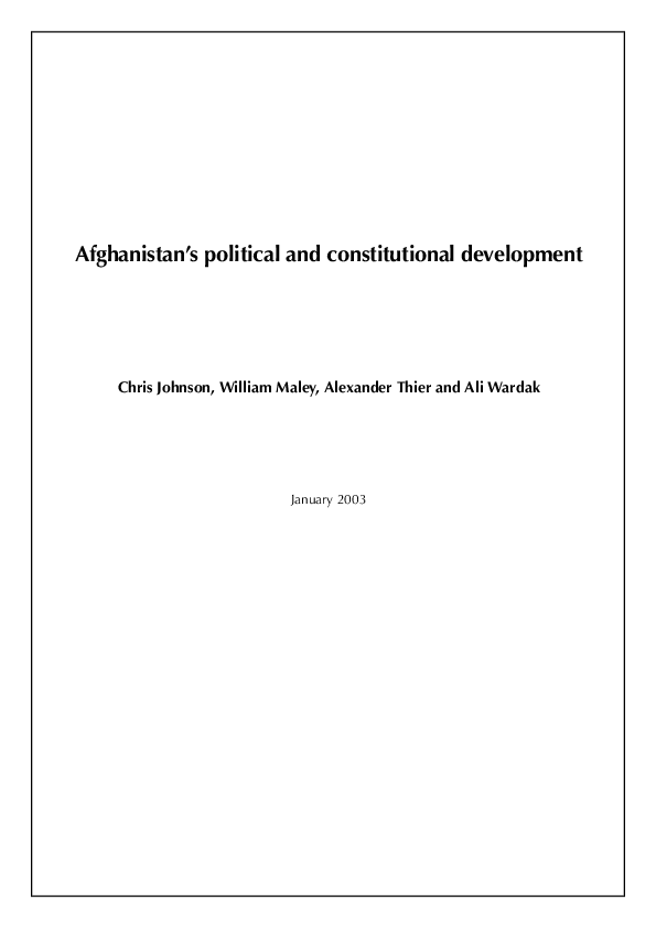(PDF) Afghanistan's political and constitutional development