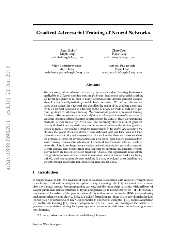 (PDF) Gradient Adversarial Training of Neural Networks
