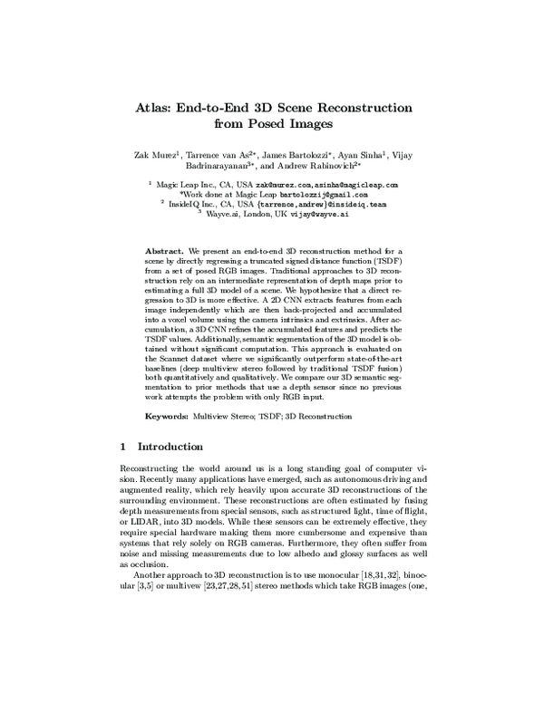 Pdf Atlas End To End 3d Scene Reconstruction From Posed Images Ayan Sinha