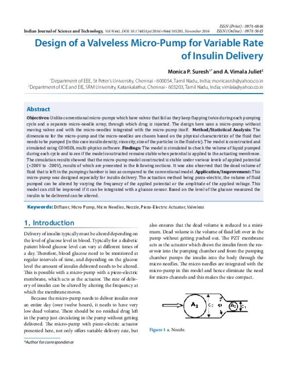 (PDF) Design of a Valveless Micro-Pump for Variable Rate of Insulin ...