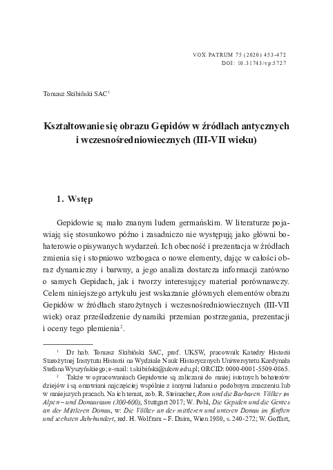 (PDF) Kształtowanie się obrazu Gepidów w źródłach antycznych i ...