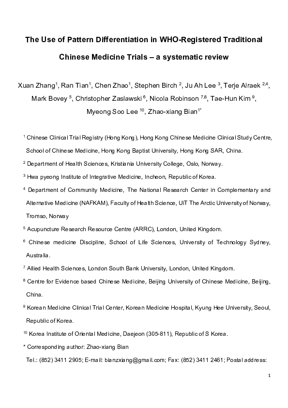 (PDF) The Use of Pattern Differentiation in WHO-Registered Traditional ...