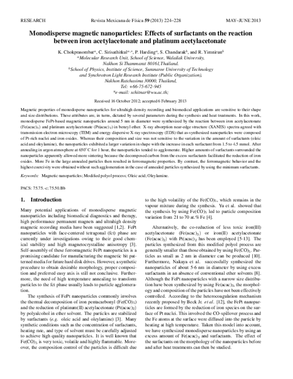 Monodisperse magnetic nanoparticles: Effects of surfactants on the ...