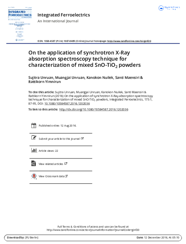(PDF) On the application of synchrotron X-Ray absorption spectroscopy ...