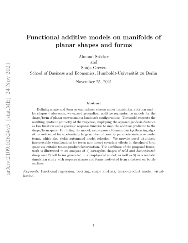 (PDF) Functional additive models on manifolds of planar shapes and forms