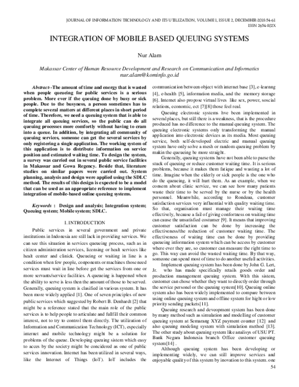 (PDF) Integration of Mobile Based Queuing Systems