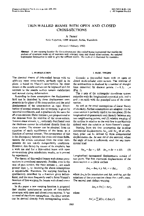 (PDF) Thin-walled beams with open and closed cross-sections