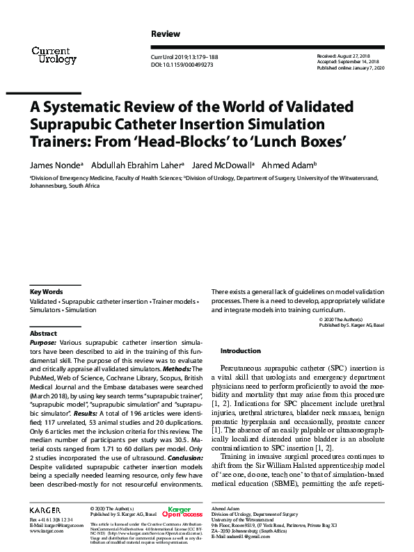 (PDF) A Systematic Review of the World of Validated Suprapubic Catheter ...