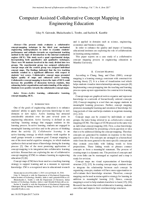 (PDF) Computer Assisted Collaborative Concept Mapping in Engineering Education