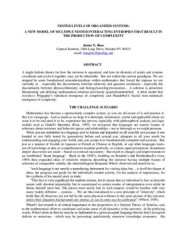 (PDF) Nested Levels of Organized Systems: A New Model of Multiple ...