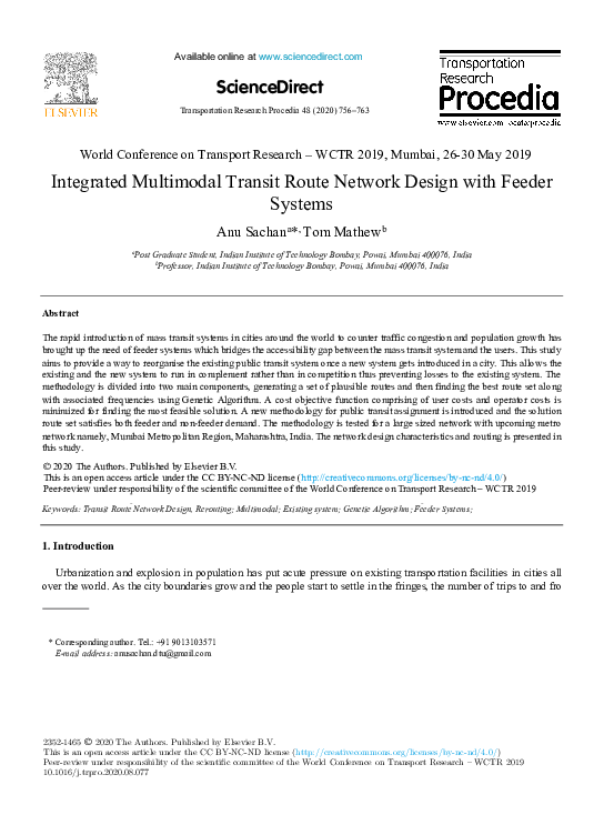 (PDF) Integrated Multimodal Transit Route Network Design with Feeder ...