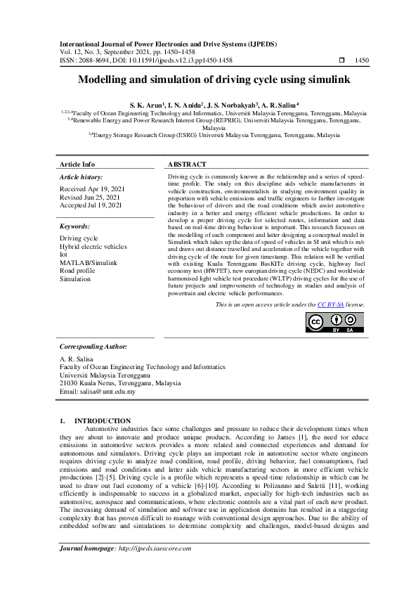 Pdf Modelling And Simulation Of Driving Cycle Using Simulink