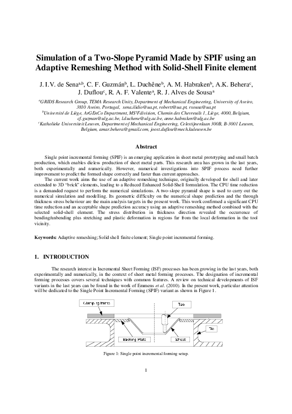 (PDF) Simulation of a two-slope pyramid made by SPIF using an adaptive remeshing method with ...