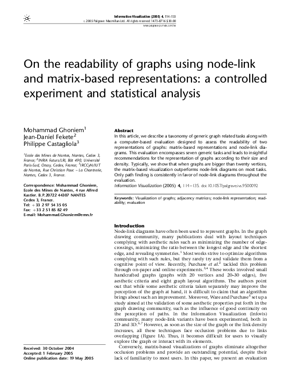 (PDF) On the Readability of Graphs Using Node-Link and Matrix-Based Representations: A ...