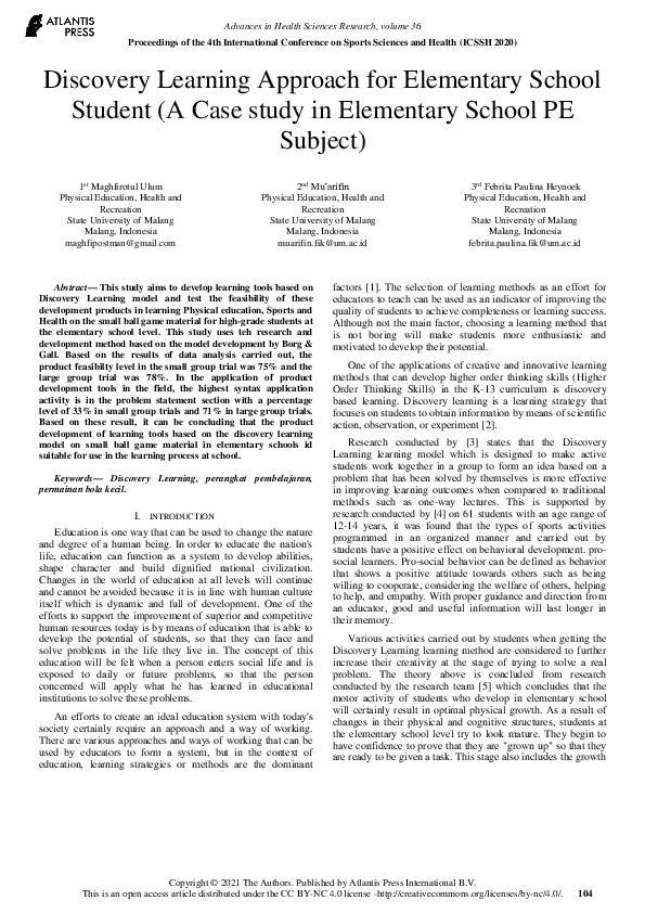 (PDF) Discovery Learning Approach for Elementary School Student (A Case ...