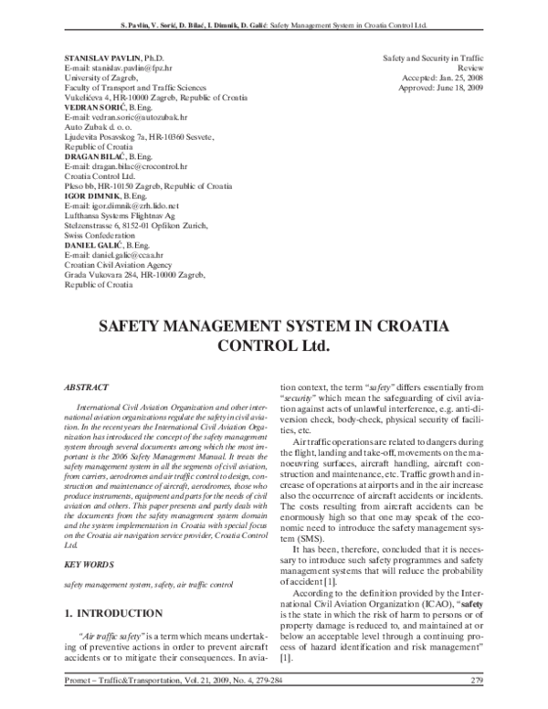 (PDF) Safety Management System in Croatia Control Ltd