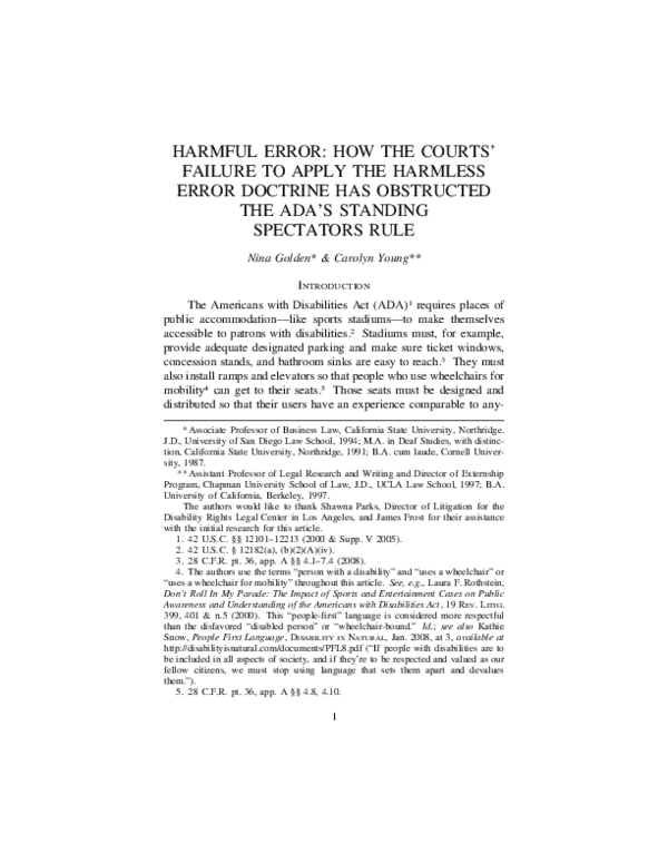 (PDF) Harmful Error: How the Courts’ Failure to Apply the Harmless ...