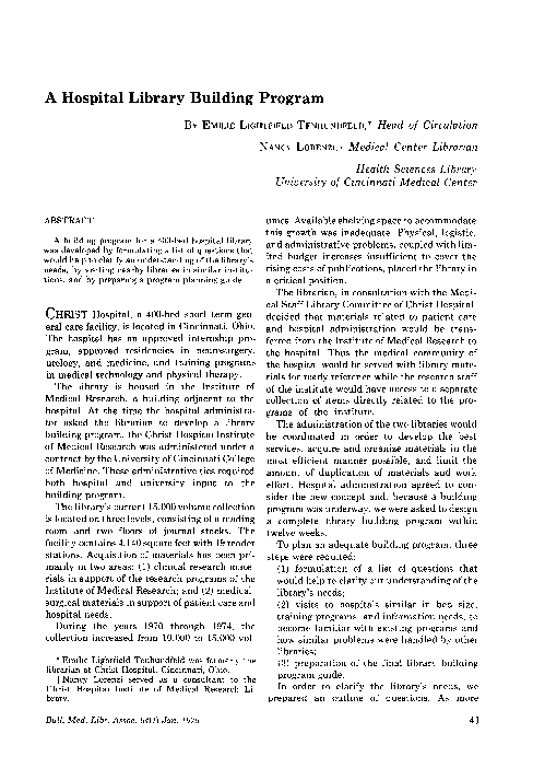 (PDF) A hospital library building program