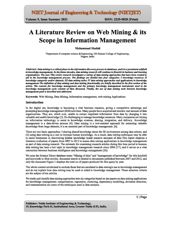 (PDF) A Literature Review On Web Mining & Its Scope In Information ...