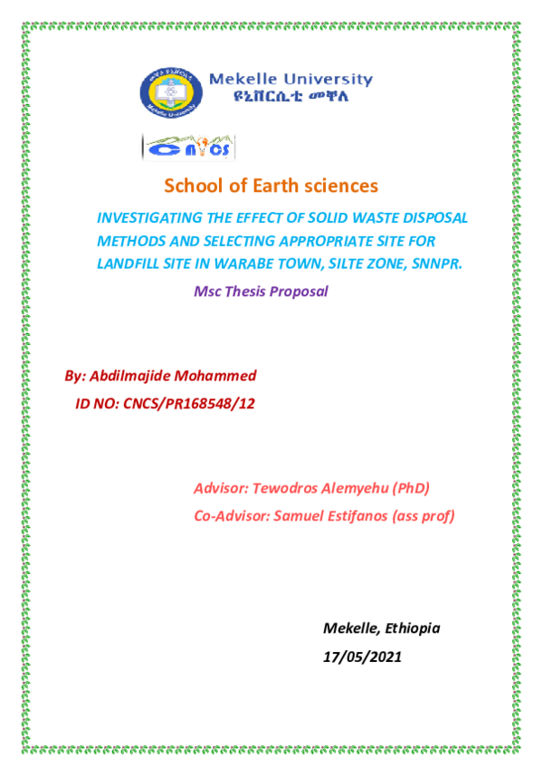 (PDF) School of Earth sciences | ABDULMAJIDE MOHAMMED - Academia.edu