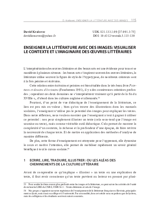 (PDF) Teaching Literature With Pictures: Visual Representations of the ...