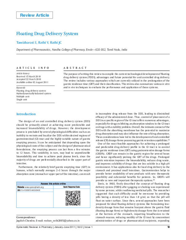 (PDF) Floating drug delivery system