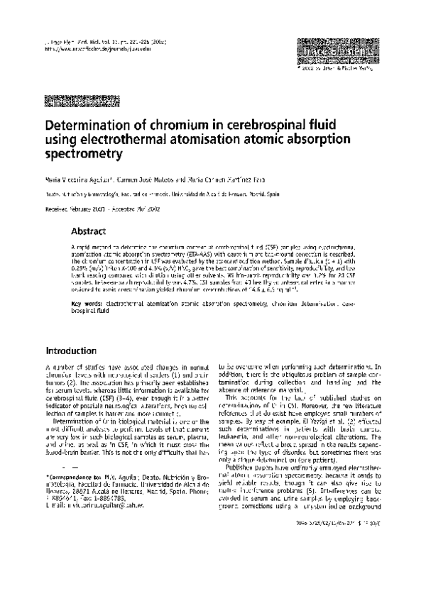 (PDF) Determination of chromium in cerebrospinal fluid using ...