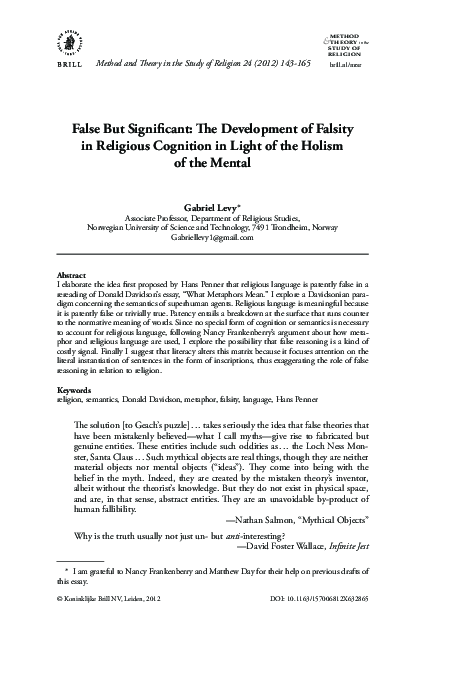 (PDF) False But Significant: The Development of Falsity in Religious ...
