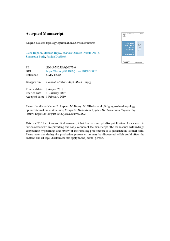 Pdf Kriging Assisted Topology Optimization Of Crash Structures