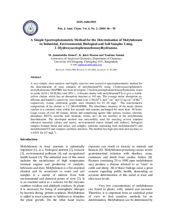 (PDF) Simple Spectrophotometric Method for the Determination of ...