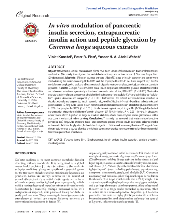 (PDF) In vitro modulation of pancreatic insulin secretion ...