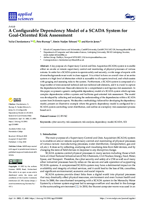 (PDF) A Configurable Dependency Model of a SCADA System for Goal ...