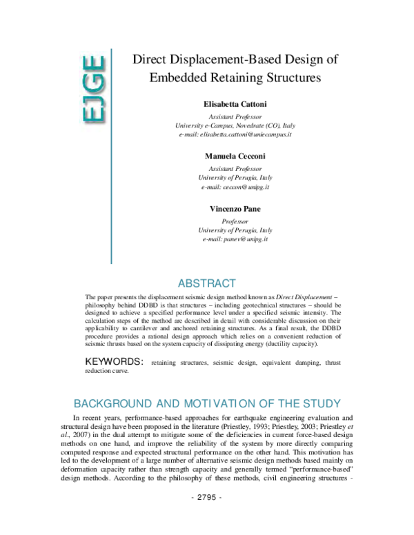 (PDF) Direct Displacement-Based Design of Embedded Retaining Structures BACKGROUND AND ...